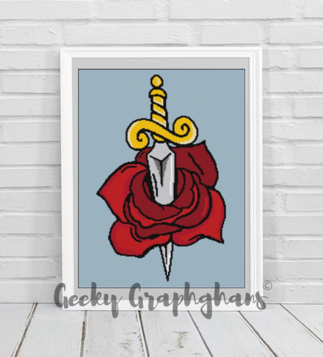 Dagger and Rose Crochet Graphghan Pattern – Geeky Graphghans