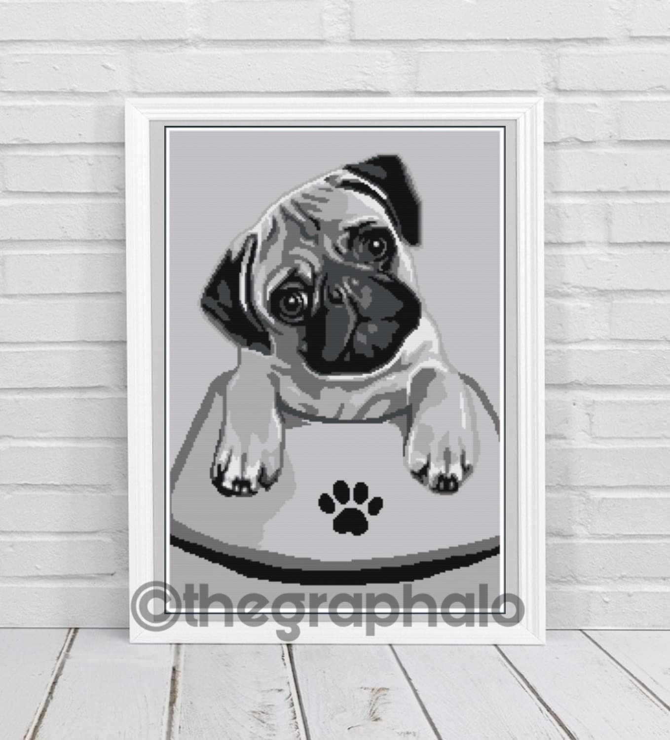 Pug Puppy Crochet Graphghan Pattern SC 180 x 260 – Geeky Graphghans