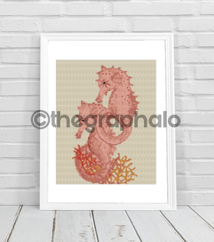 SeaHorse Graphghan Crochet Pattern SC 170 x 240 – Geeky Graphghans